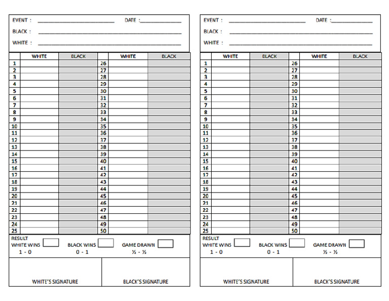 Scoresheet Chess Latest | PDF