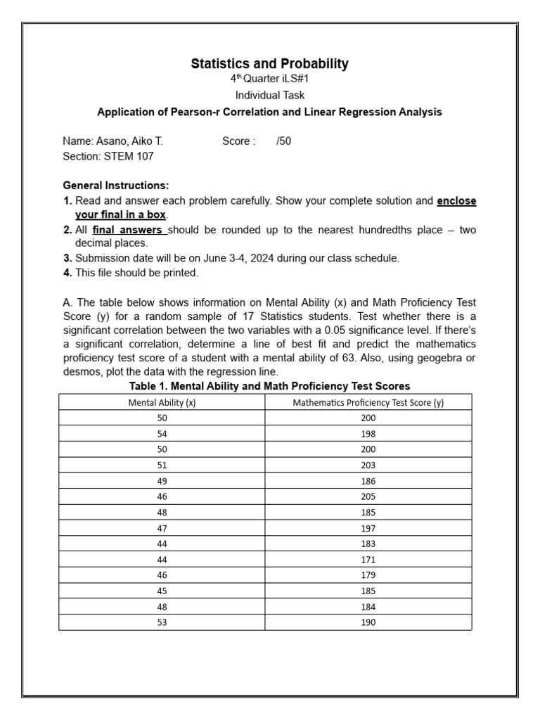 Pearson-r Correlation & Regression Analysis | PDF | Statistics | Regression Analysis
