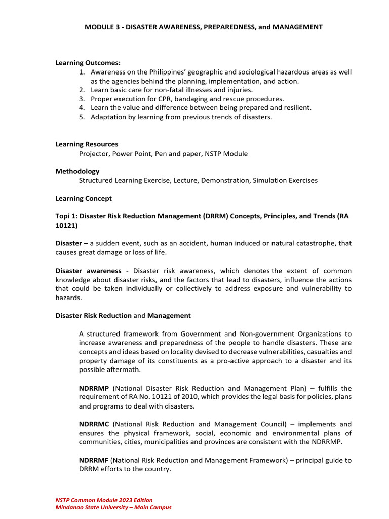 NSTP-MODULE-3-Disaster-Awareness-Preparedness-and-Management | PDF ...