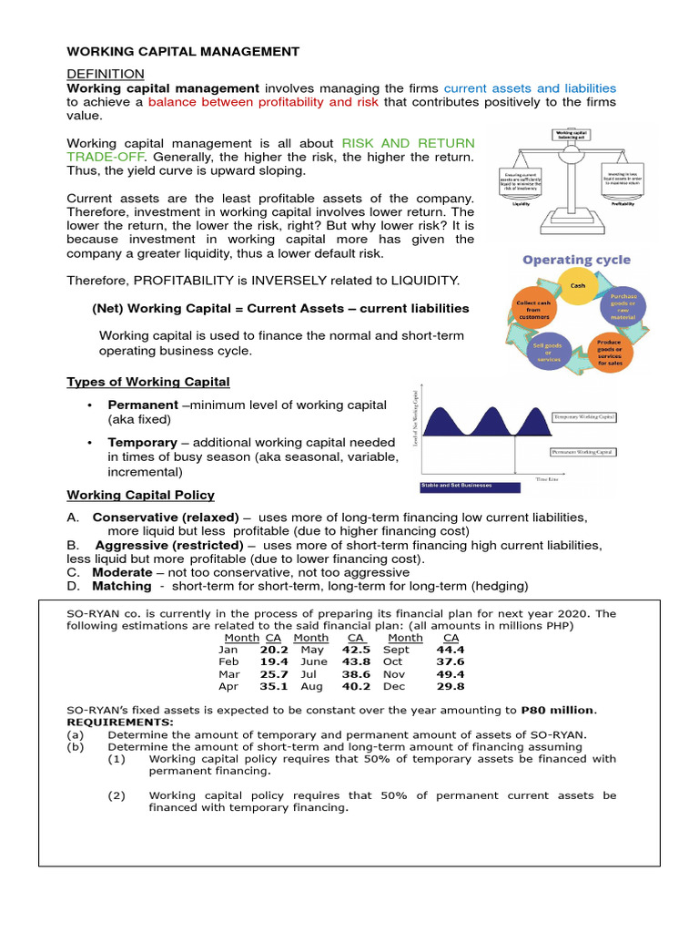 Working Capital Management Handout | PDF | Working Capital | Cheque