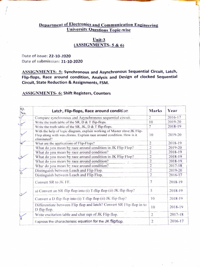DSD Unit-3 Important Questions solution year wise | PDF | Computer Data | Computer Engineering