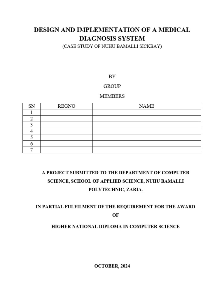 Medical Diagnosis System Design Project | PDF | Databases | Medical ...