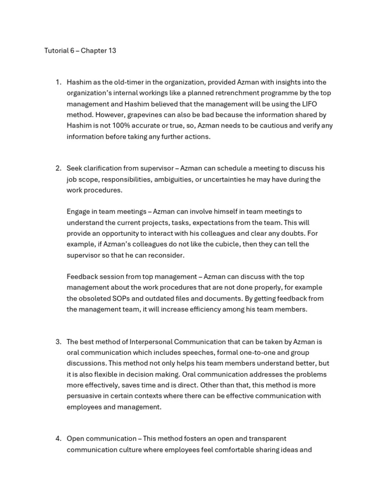 Alicia Tutorial 6 - Chapter 13 | PDF | Communication | Human Communication