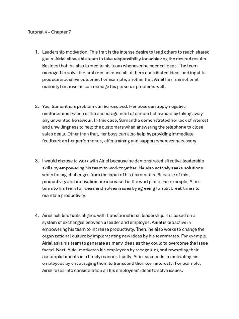 Tutorial 4 - Chapter 7 | PDF | Career & Growth