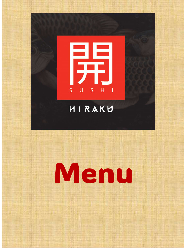 Menu Hiraku (26mar) - 1 | PDF | Sushi | East Asian Cuisine