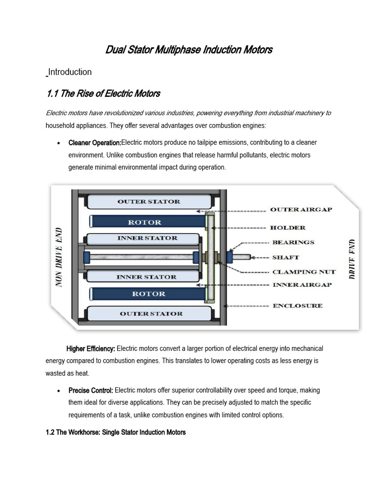 Dual Stator Multiphase Induction Motors Report Pdf Electric Motor Electromagnetic Induction