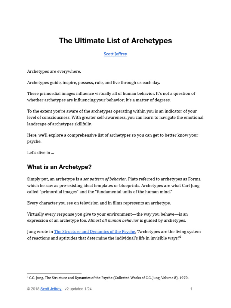 Archetypes List | PDF | Analytical Psychology | Archetype