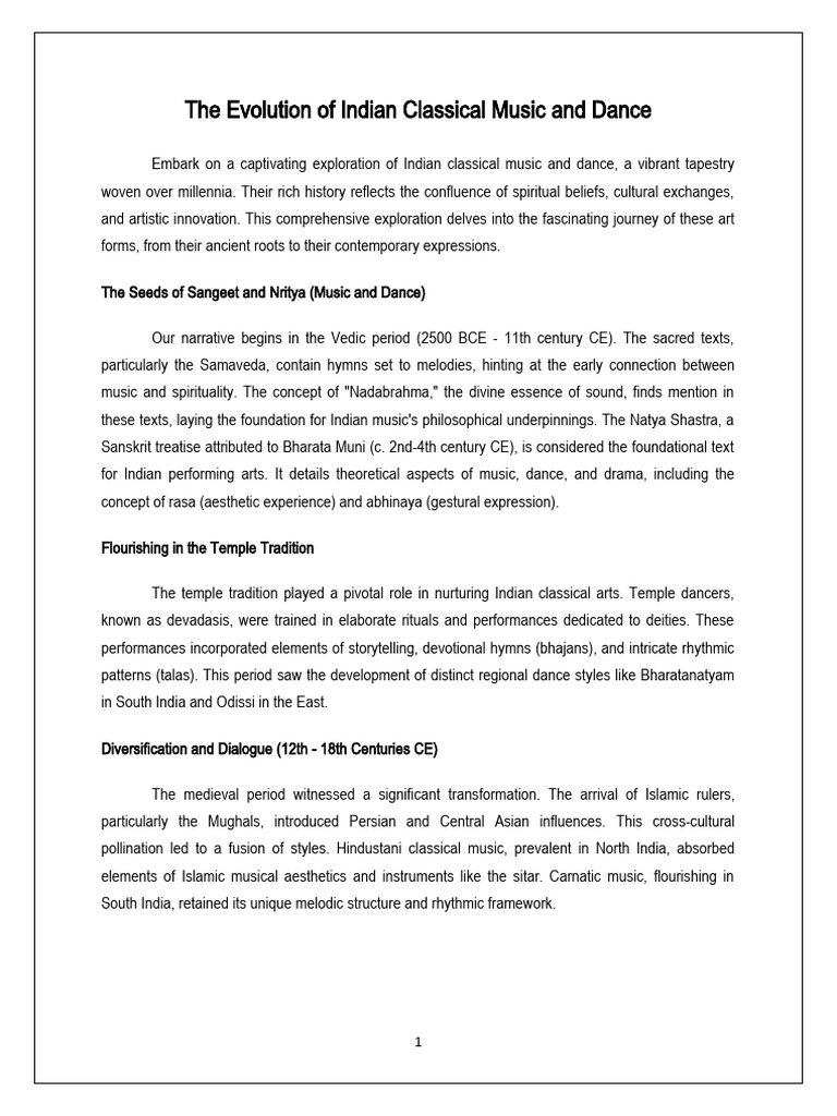 The Evolution of Indian Classical Music and Dance | PDF | Performing Arts