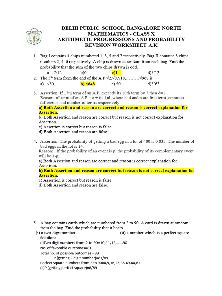AP, Probability AK Quarterly Rev Ws | PDF | Arithmetic | Mathematics