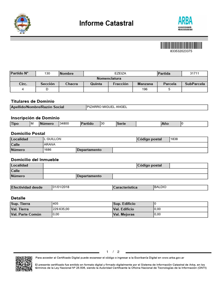 Informe Catastral Ezeiza 2023 | PDF | Tecnologías de la información