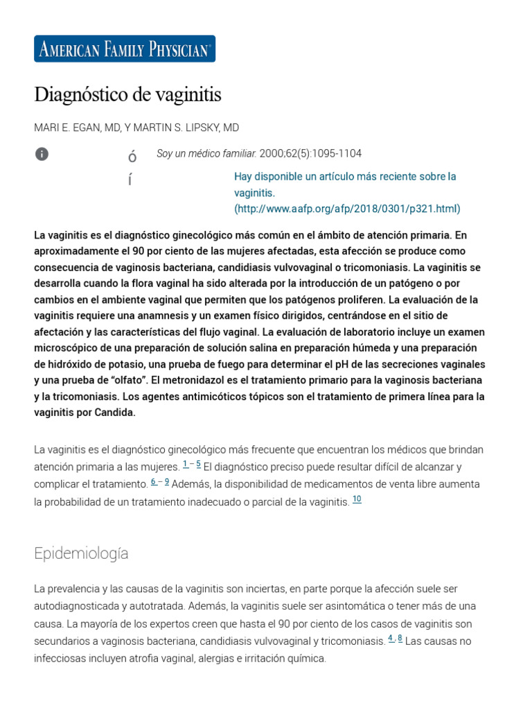 Diagnóstico de Vaginitis - AAFP | PDF | Candidiasis | Ciencias de la Salud