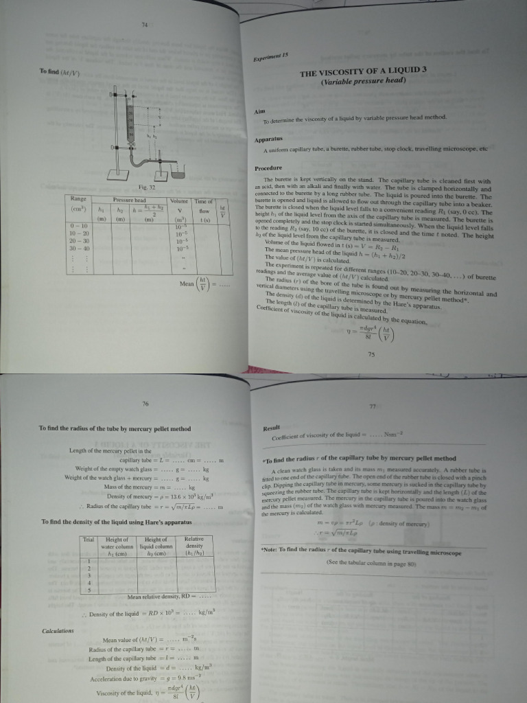 Viscosity Lab Manual | PDF