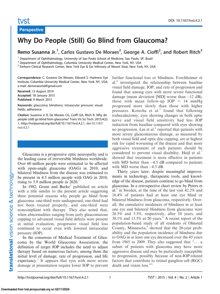 Causes of Blindness from Glaucoma | PDF | Glaucoma | Visual Impairment