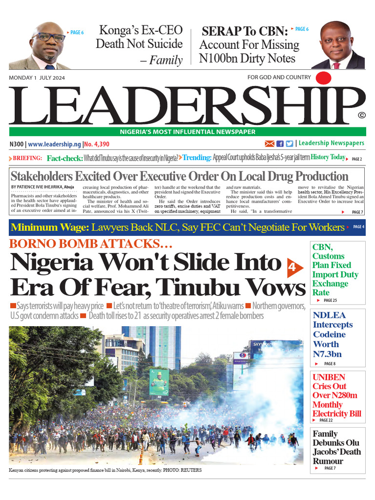 LEADERSHIP Epaper 1st July 2024 | PDF | Cholera | Hygiene