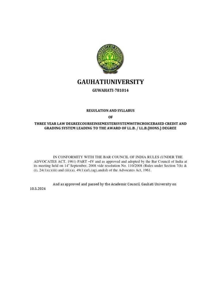 LL.B (3 Years) Modified Regulation-1 | PDF | University And College ...