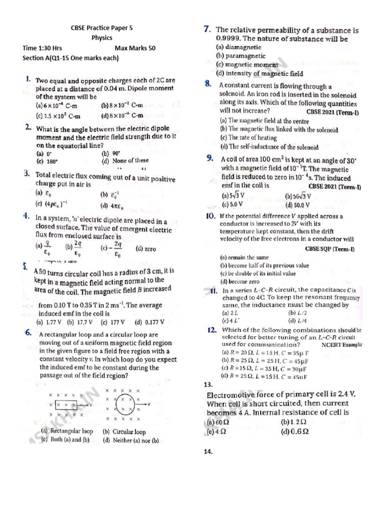 CBSE Practice Paper 6 | PDF