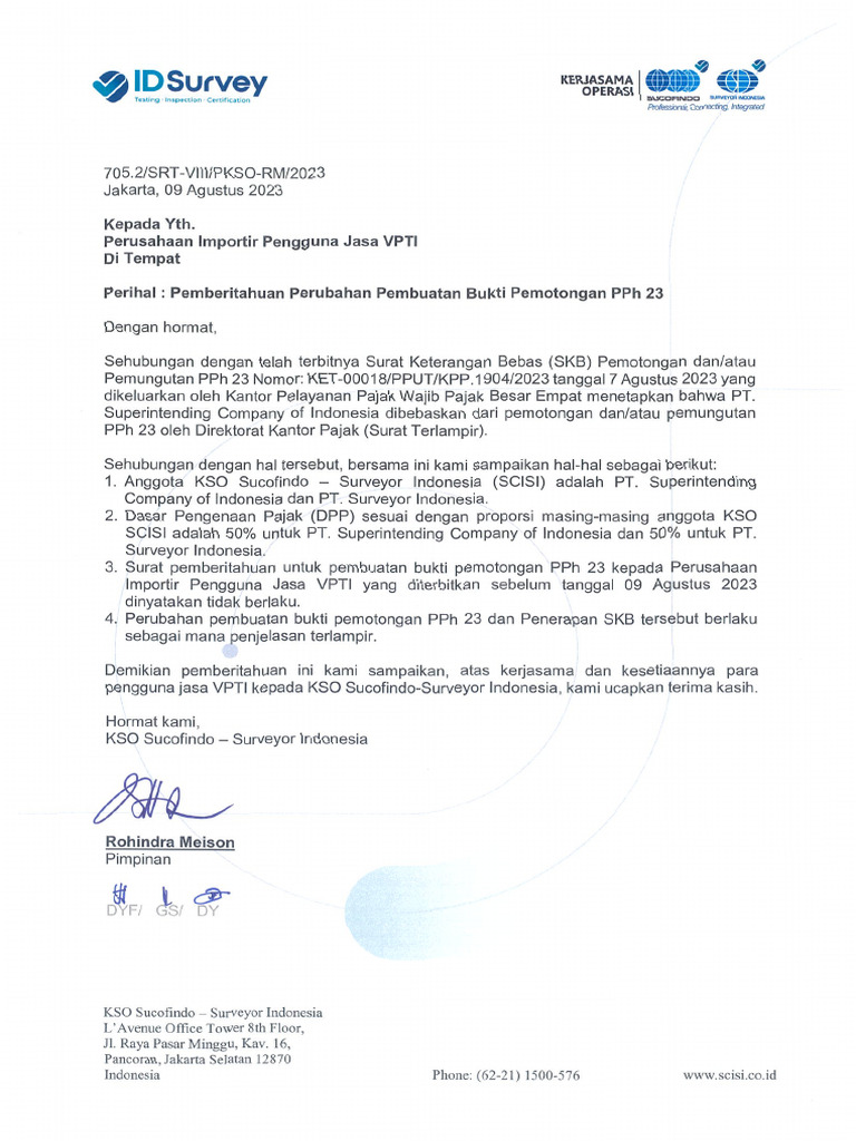 Surat Pemberitahuan Kso Scisi | PDF | Pengelolaan Keuangan & Uang