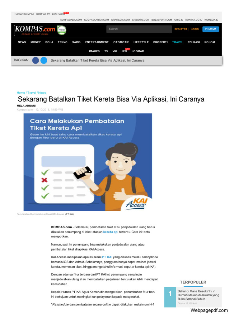 Pembatalan Tiket KAI | PDF