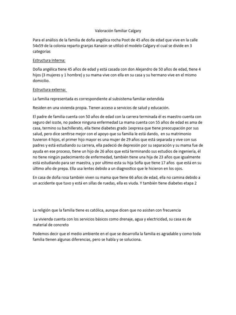 Valoración Familiar Calgary Del Proyecto | PDF