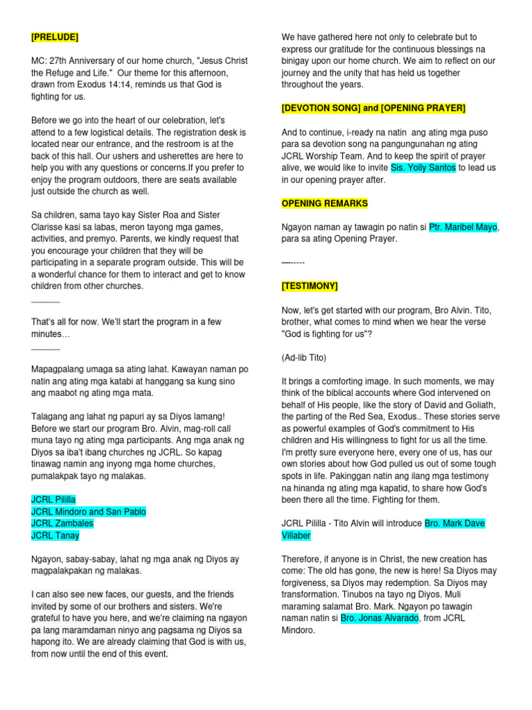 Script 27 Years of God's Faithfulness | PDF | Psychological Attitude ...