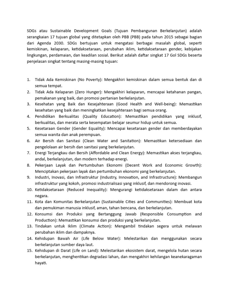 17 Gol SDGs | PDF