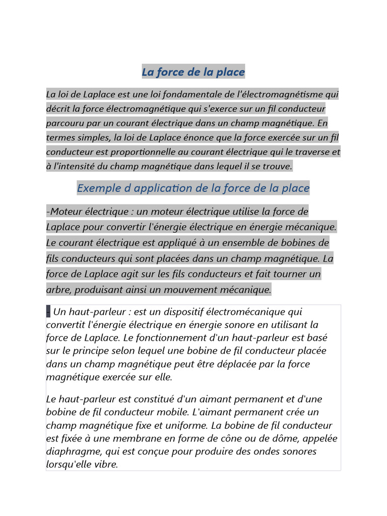 Applications de la force de Laplace | PDF | Sciences et mathématiques ...