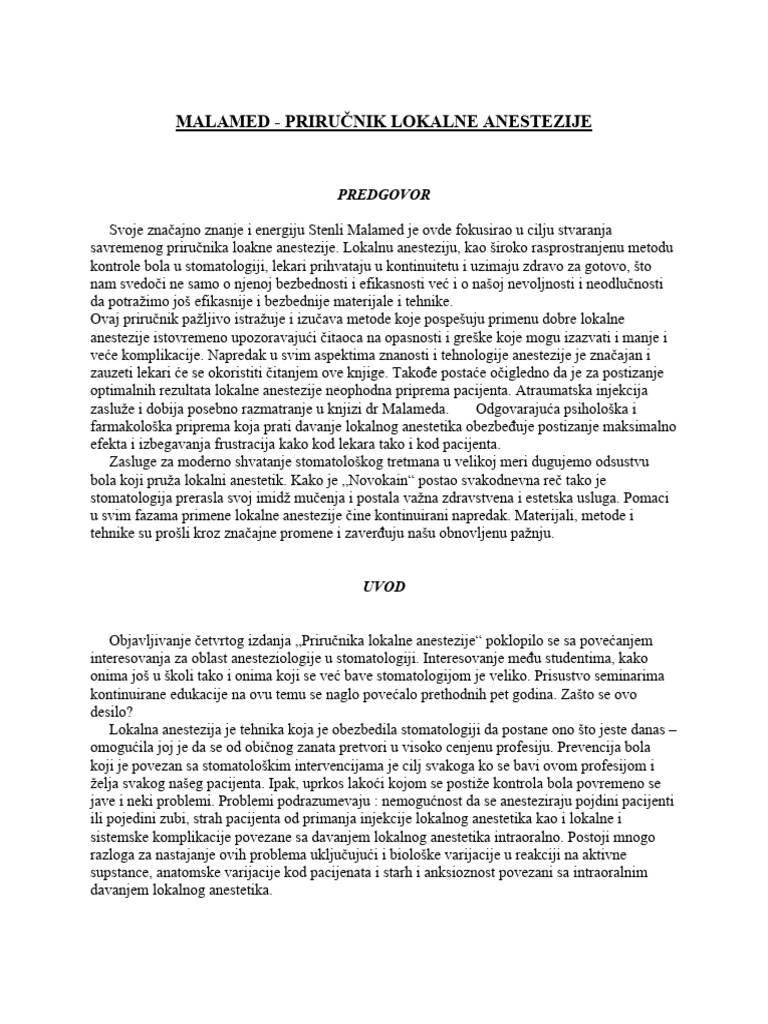 MALAMED локална анестезија prevod1 | PDF