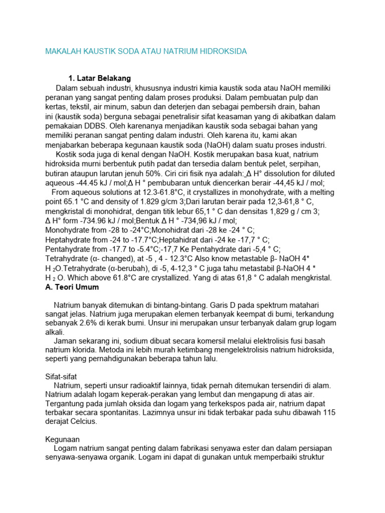 Kegunaan Kaustik Soda dalam Industri | PDF | Sains & Matematika