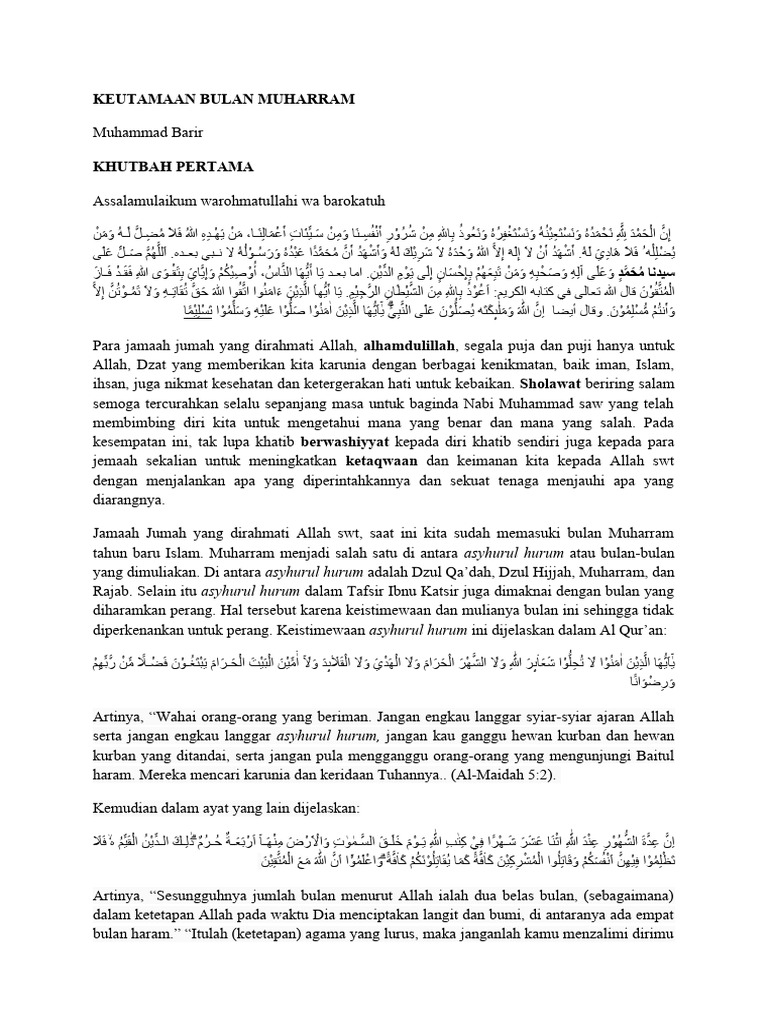 Muhammad Barir - Keutamaan Bulan Muharram | PDF