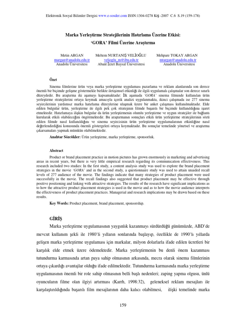 Marka Yerle - Tirme Stratejilerinin Hat - Rlama - Zerine Etkisi - GORA - Filmi - Zerine Ara - T ...