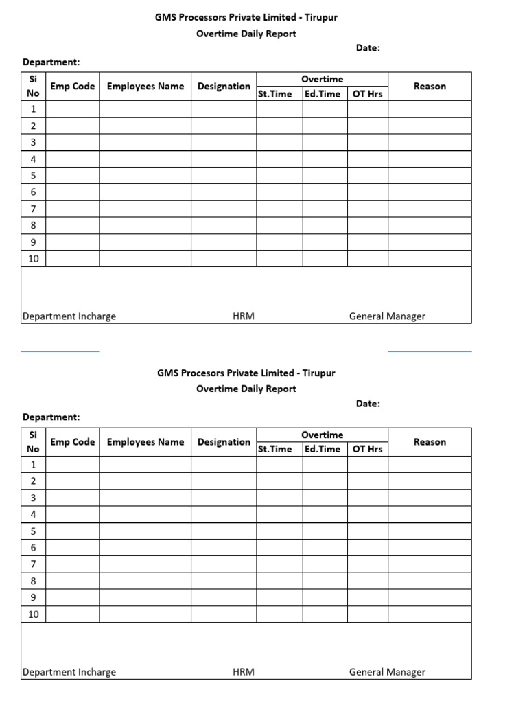 Overtime Daily Report Format Revised | PDF