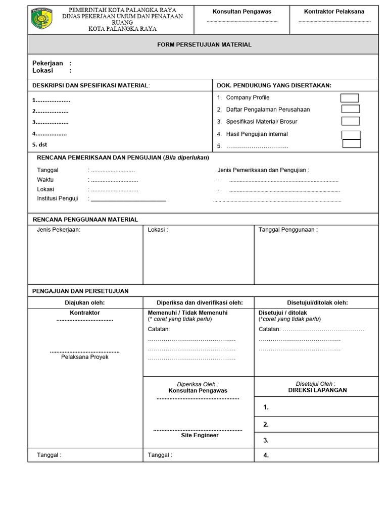 Form Persetujuan Material | PDF