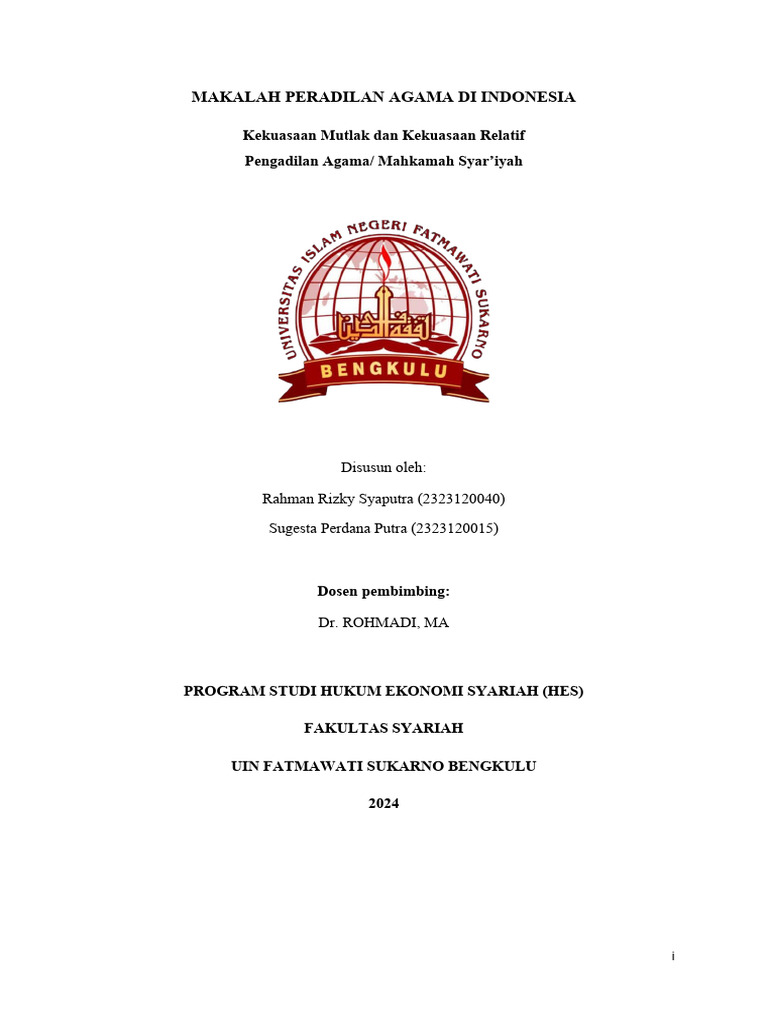 Makalah Peradilan Agama Di Indonesia | PDF | Politik | Hukum