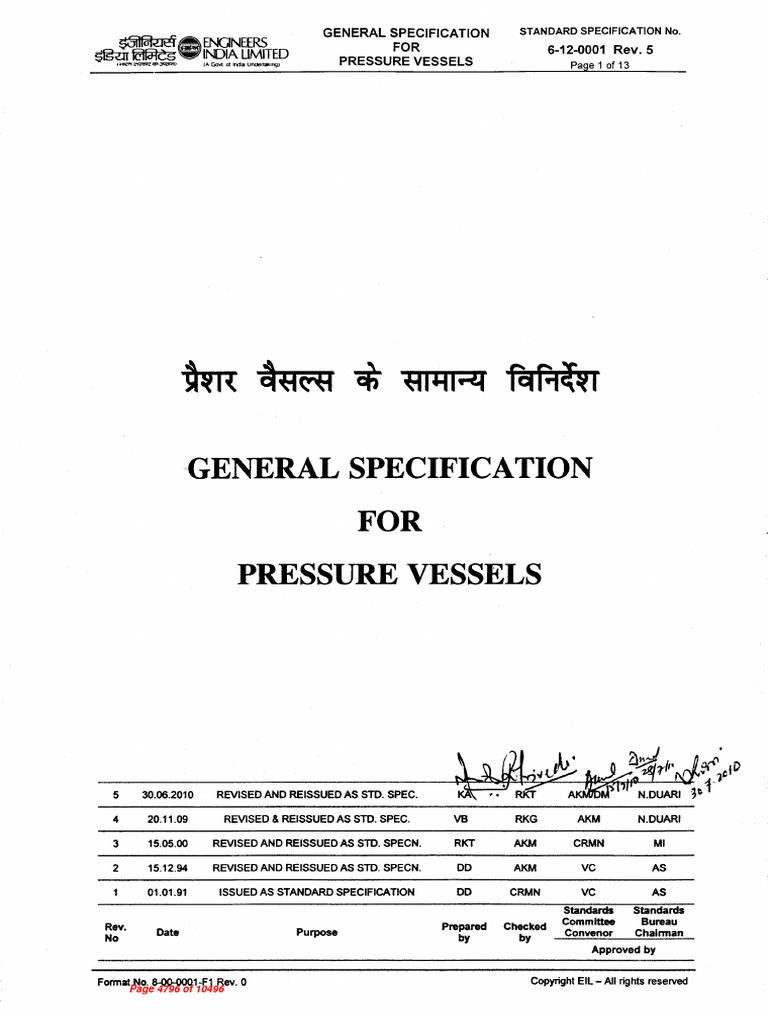 6-12-0001-Rev5 - General Specification For Pressure Vessels | PDF ...