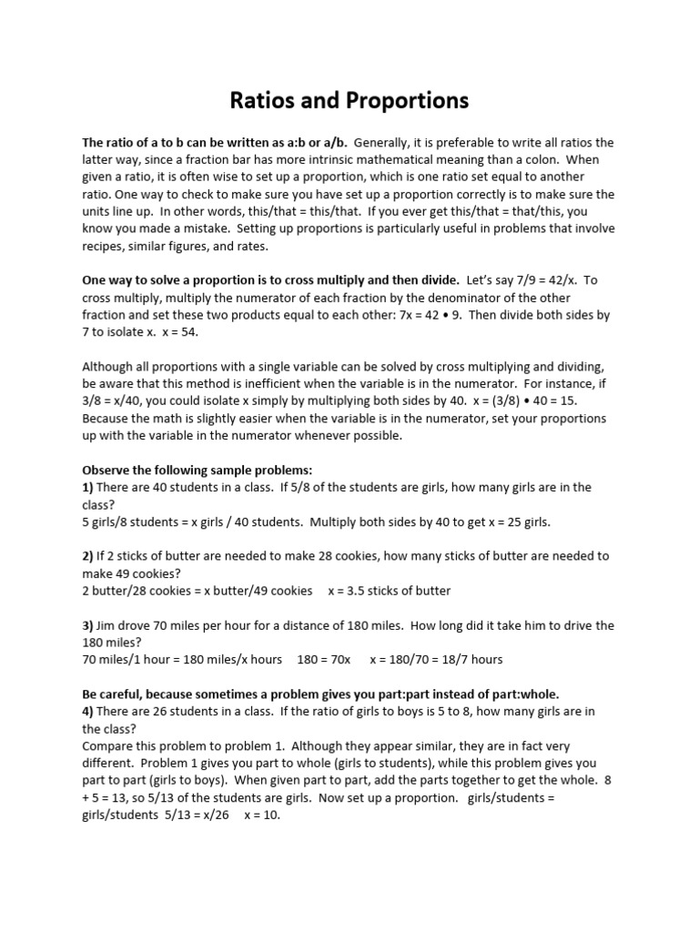 Ratios and Proportions | PDF | Ratio | Mathematics