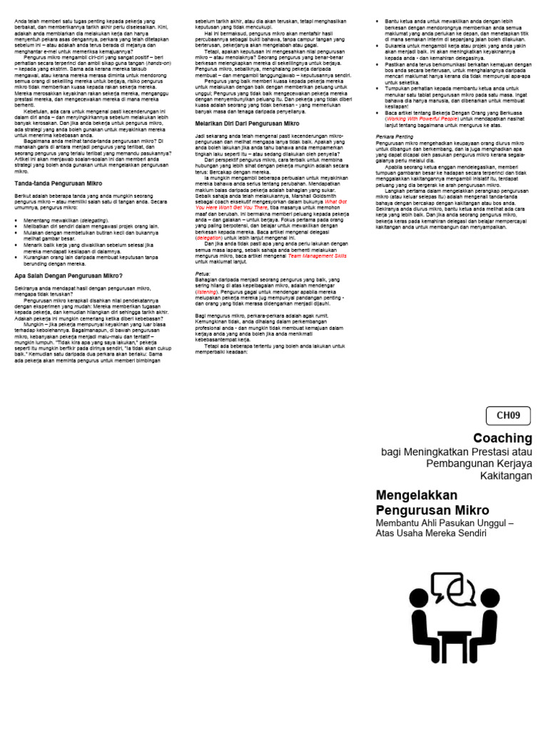 CH09 Mengelakkan Pengurusan Mikro - Membantu Ahli Pasukan Unggul Atau Atas Usaha Mereka Sendiri ...