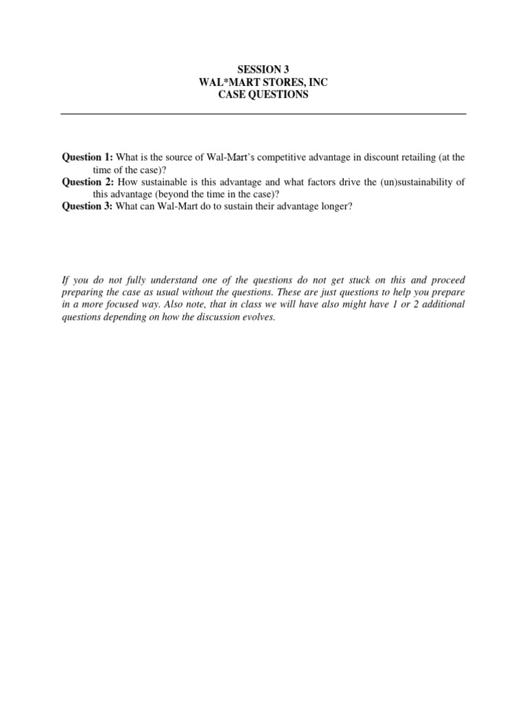 Case Questions - Session 3 | PDF