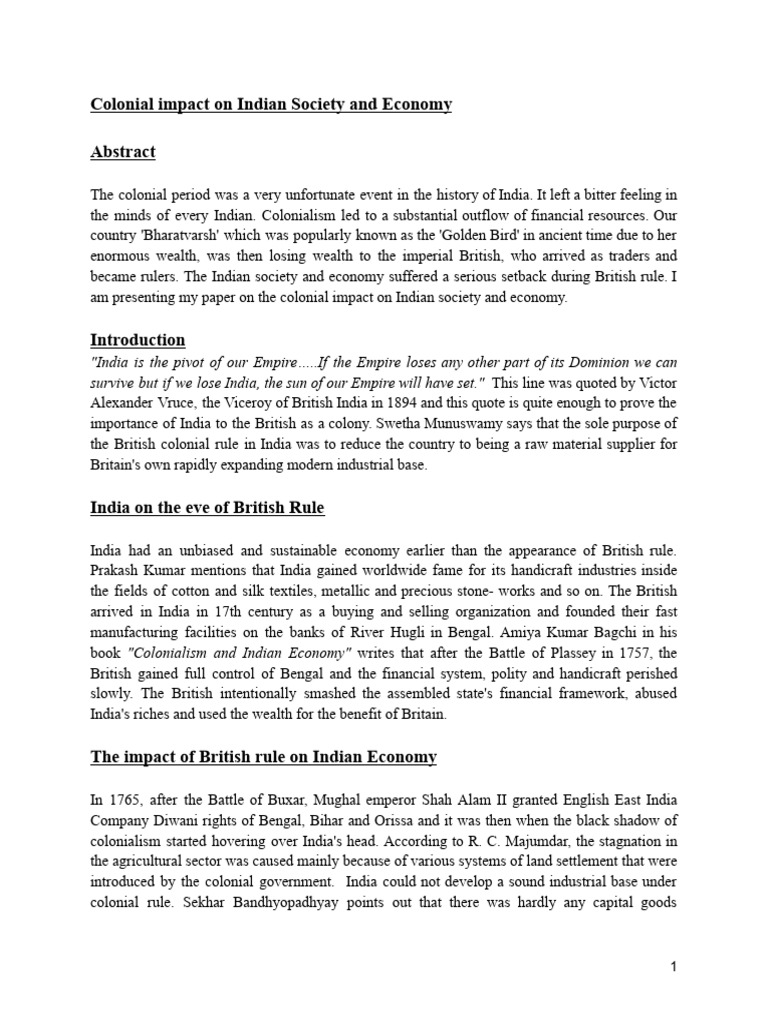 Colonial Impact On Indian Society and Economy - 3 | PDF | British Raj ...