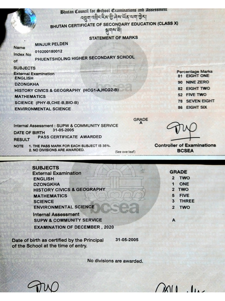 Classx Marksheet | PDF
