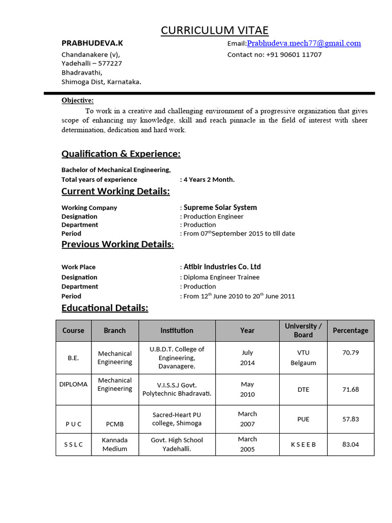 B e Resume | PDF | Engineering