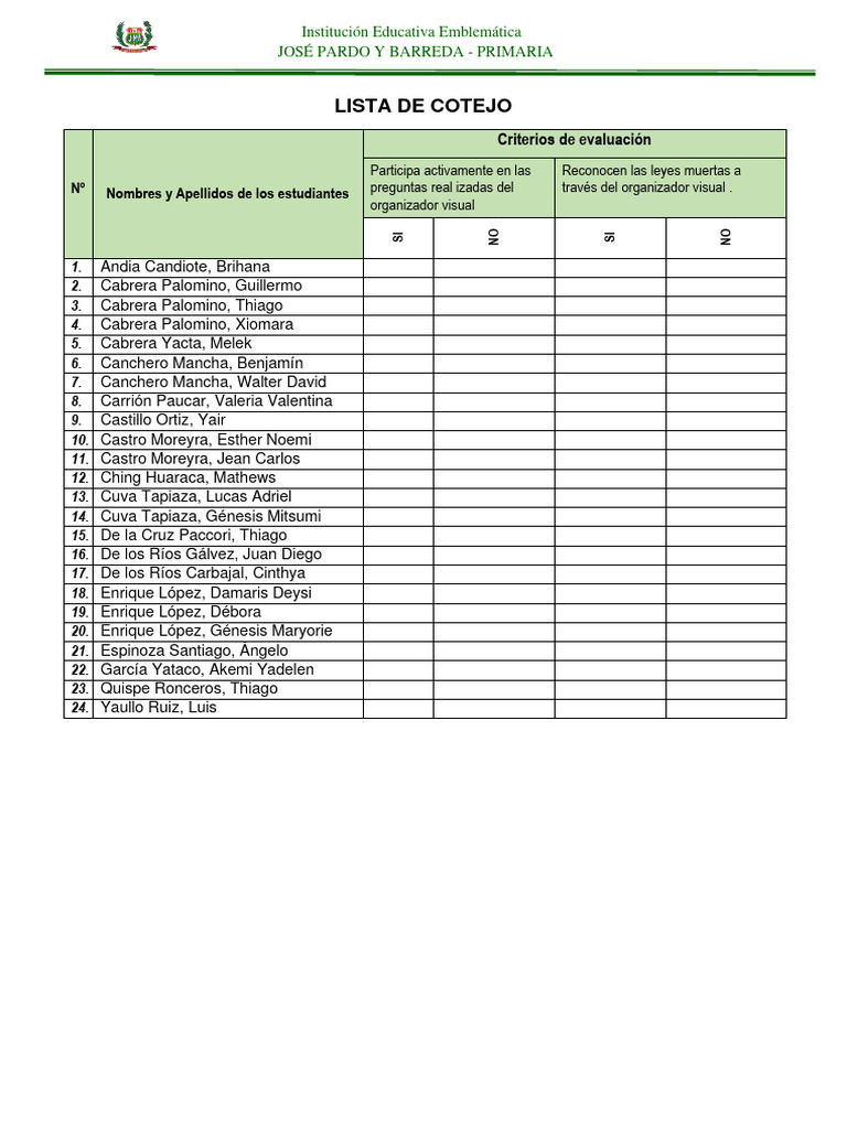 Lista de Cotejo | PDF