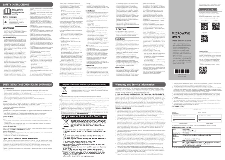 Microwave Oven Safety Guidelines | PDF | Oven | Home Appliance