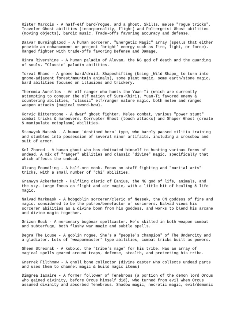 Ghostwalk Pregen Descriptions | PDF | D20 System | Dungeons & Dragons