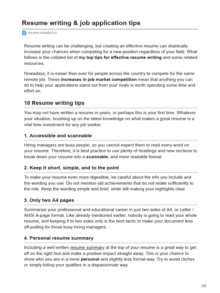 Resume - Supply-Resume Writing Amp Job Application Tips | PDF | Résumé