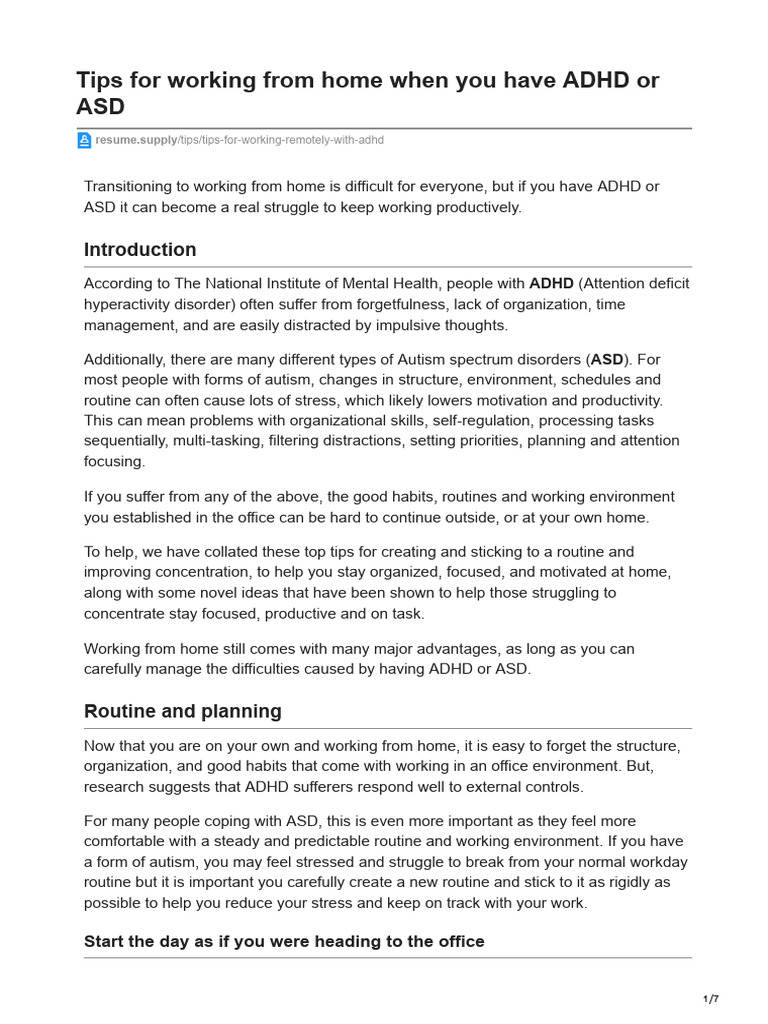 Resume - Supply-Tips For Working From Home When You Have ADHD or ASD ...