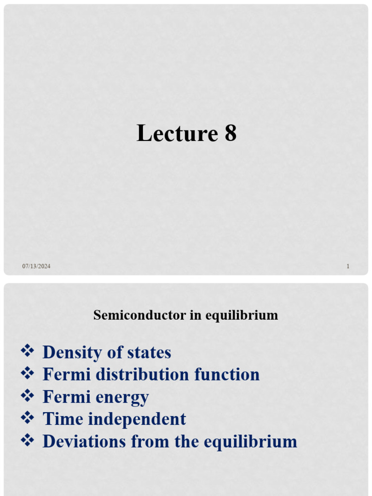Lecture 8 | PDF | Doping (Semiconductor) | Semiconductors