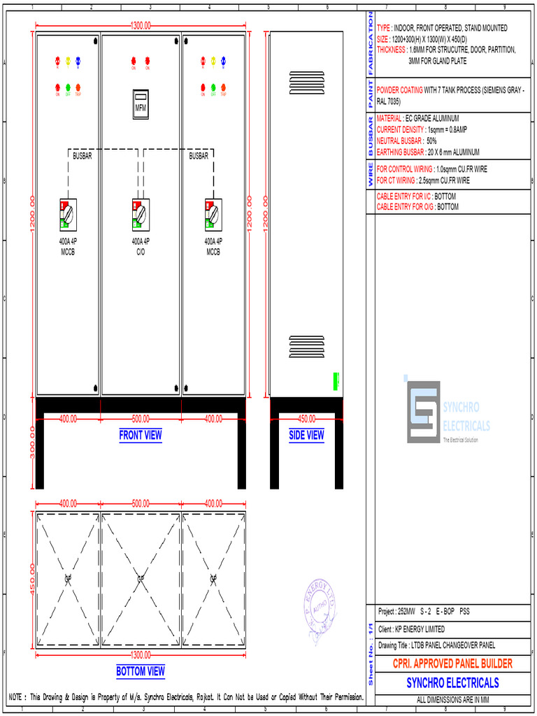 Changeover Panel_Drawing - Synchro | Download Free PDF | Secondary Sector Of The Economy ...