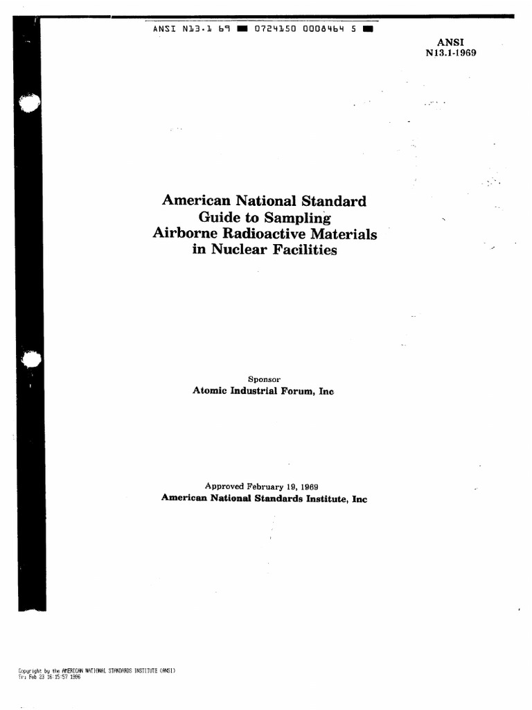 Ansi N13.1-1969 | PDF
