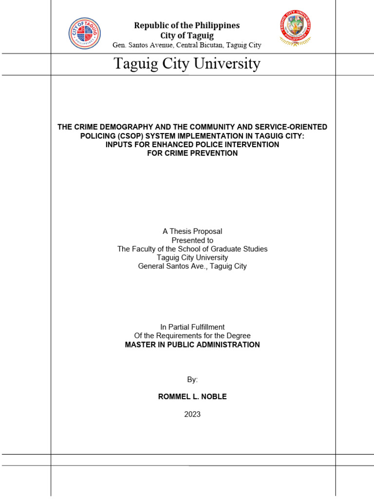 Rommel Noble - Mpa - Thesis Proposal | PDF | Police | Community Policing