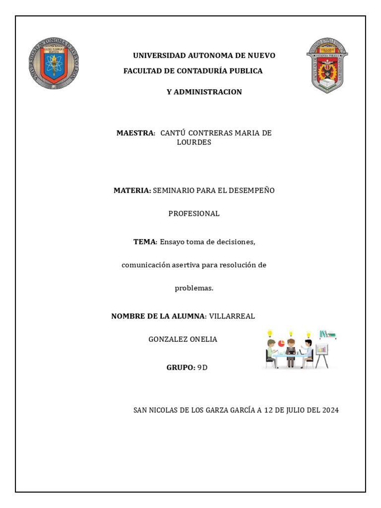 Ensayo Tom de Decisiones Par Resolucion de Problemas Mas Asertiva | PDF | Inteligencia emocional ...